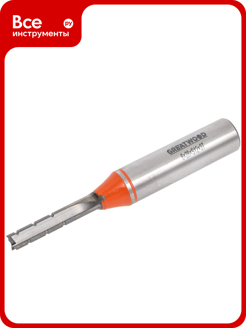 Фреза прямая TCT 6x28x12 мм, 3T Greatwood TL00001582 твердосплавная фреза для высокоточной обработки древесины