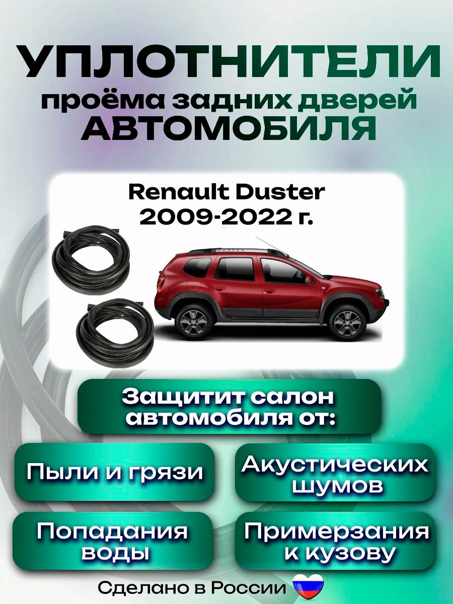 Комплект уплотнителей проема задних дверей Renault Duster / Рено Дастер 2009-2022 год, 2 шт