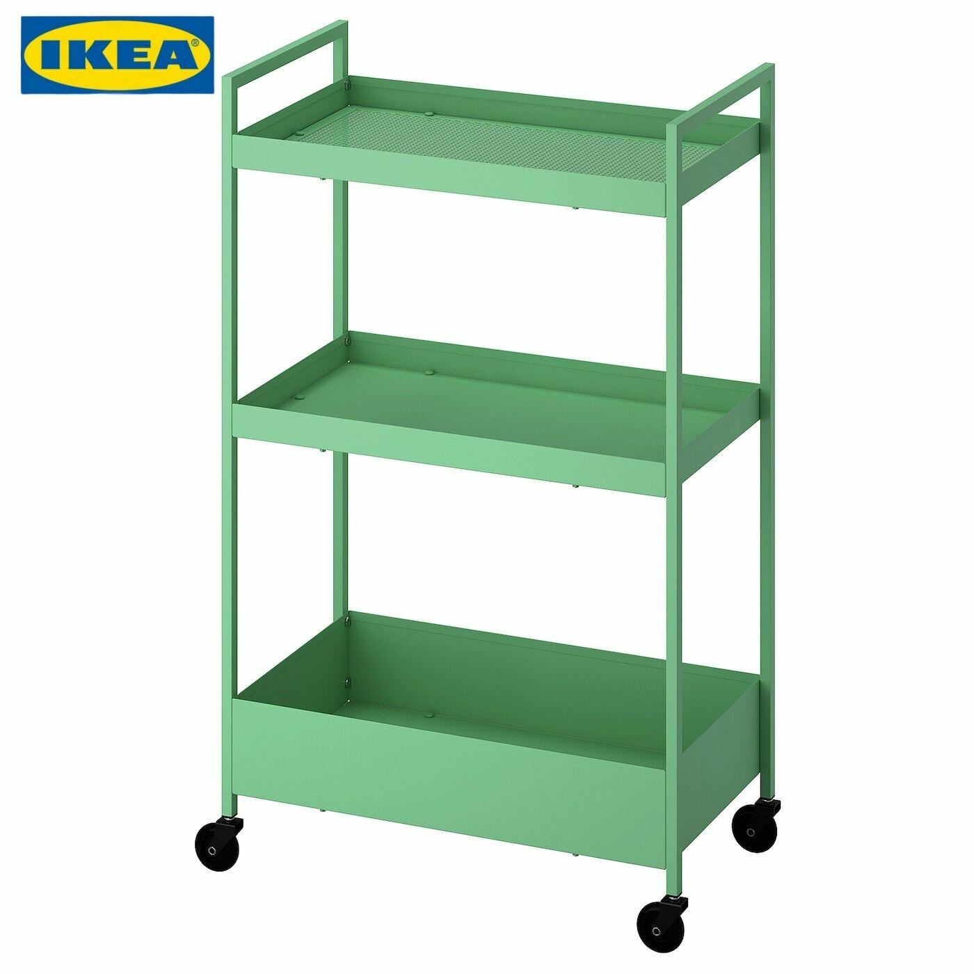 IKEA NISSFORS Ручная тележка с фиксируемыми колесами Светло-зеленая 50,5 30 83 см