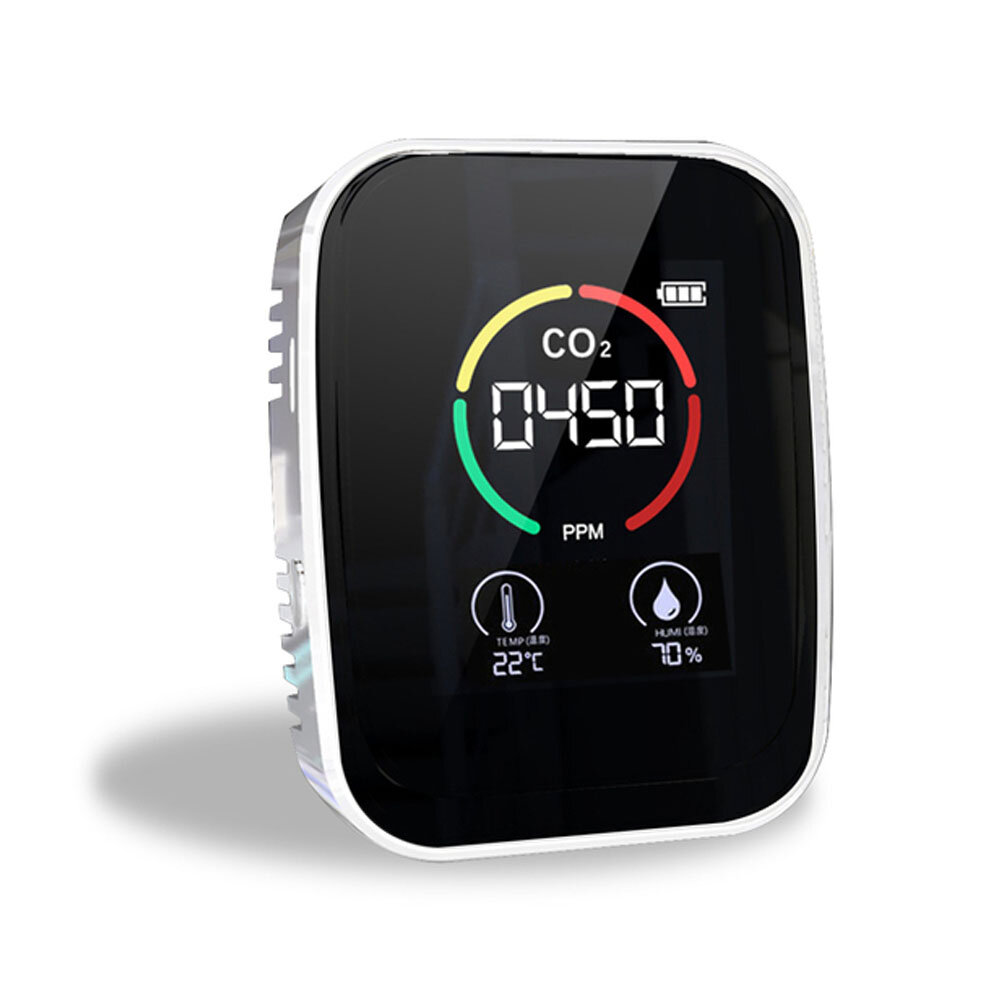 Мультифункциональный 3в1 датчик CO2 цифровой тестер температуры влажности монитор качества воздуха детектор углекислого газа, 3в1 белый, 3в1 черный, 5в1 белый, 5в1 черный, экран 2.8 дюйма TFT-LCD, 1200mAh, USB, ABS, 240*240, -10℃-70℃, 0-99%RH,