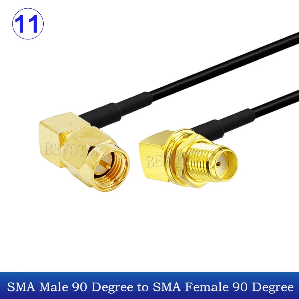 BEVOTOP RG174 SMA Male-Female WiFi Антенна Удлинитель 1M, SMA M90 to SMA F90