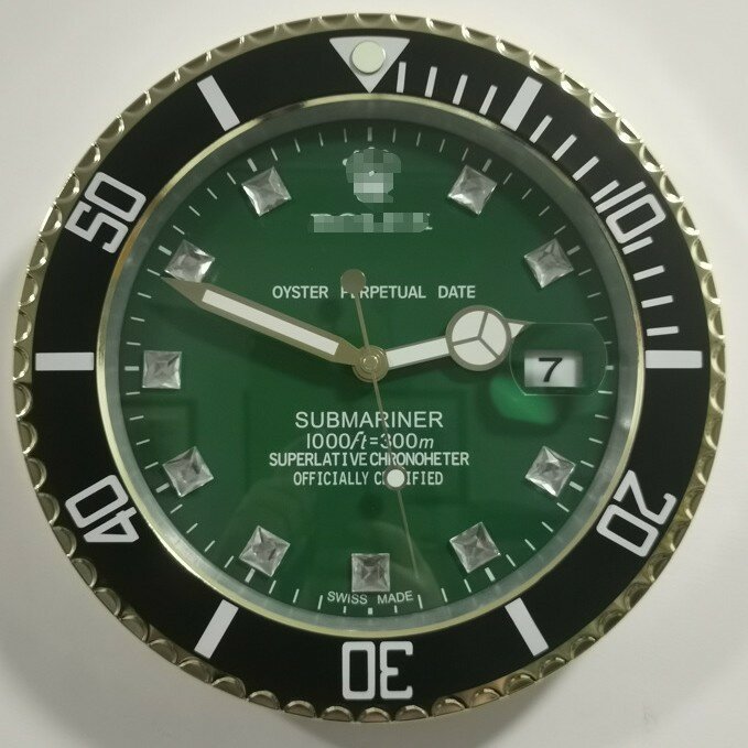 14inch Настенные часы Rolex Submariner с металлическим корпусом и увеличительным стеклом GMT, подходящие для залов в