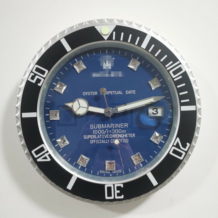 14inch Настенные часы Rolex Submariner с металлическим корпусом и увеличительным стеклом GMT, подходящие для залов в