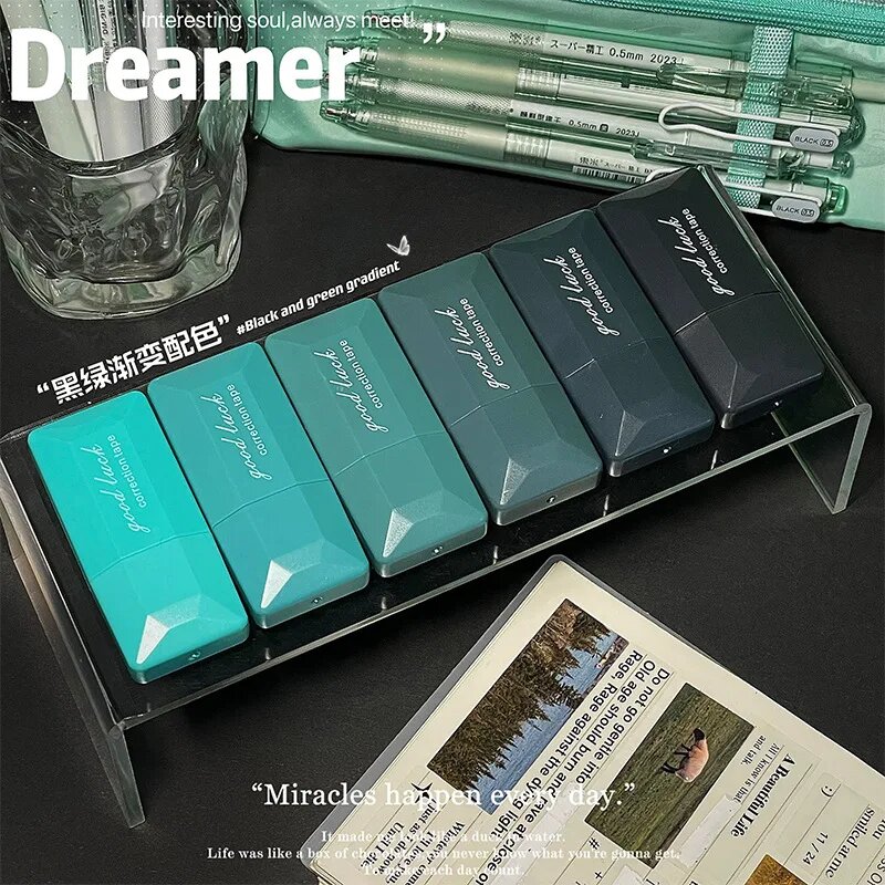 Корректирующая лента "Dreamer" изумрудный, черный-зеленый, 6 шт