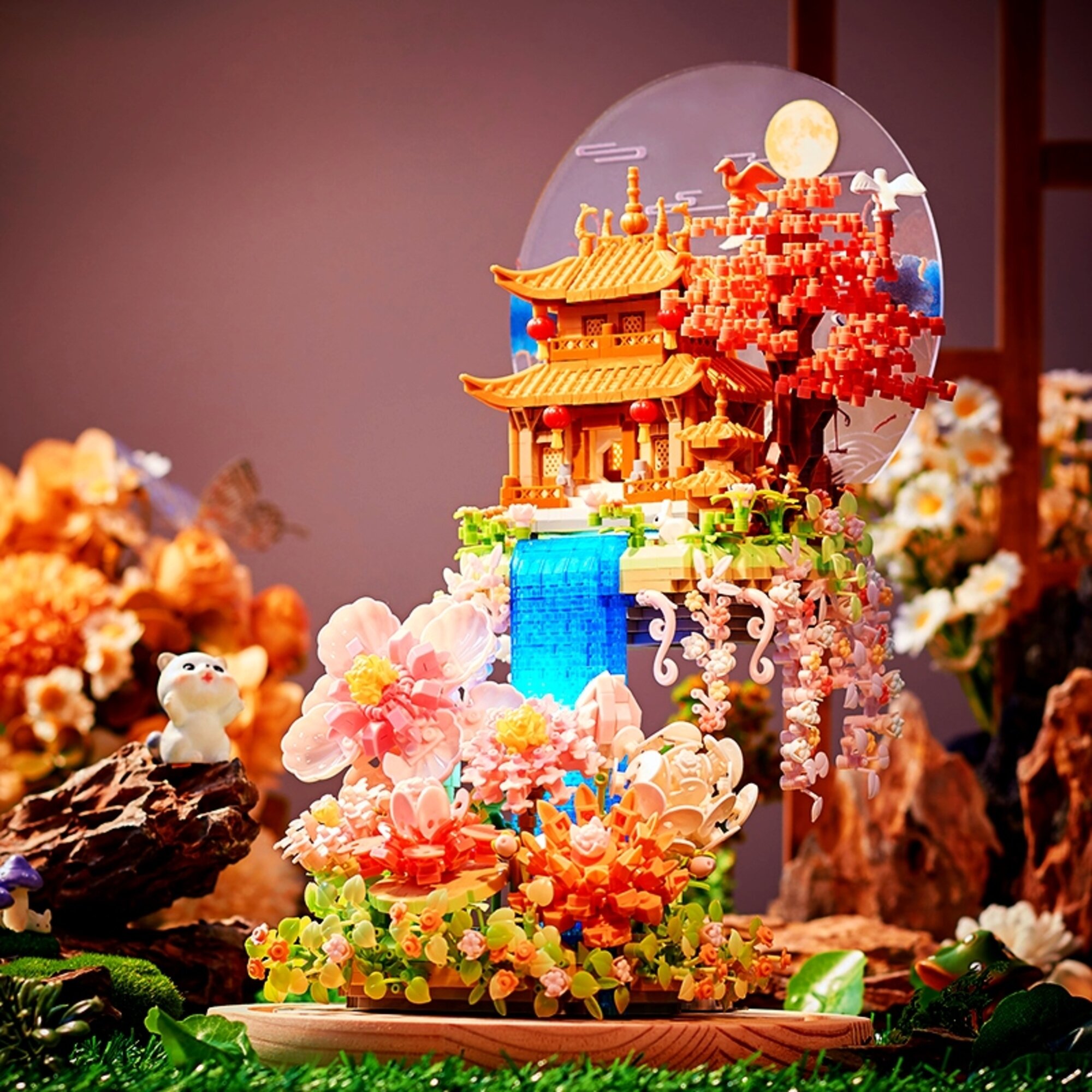 Конструктор 3Д Yapin Пагода Китайский висячий Сад, с подсветкой, 2888 деталей - BA6929
