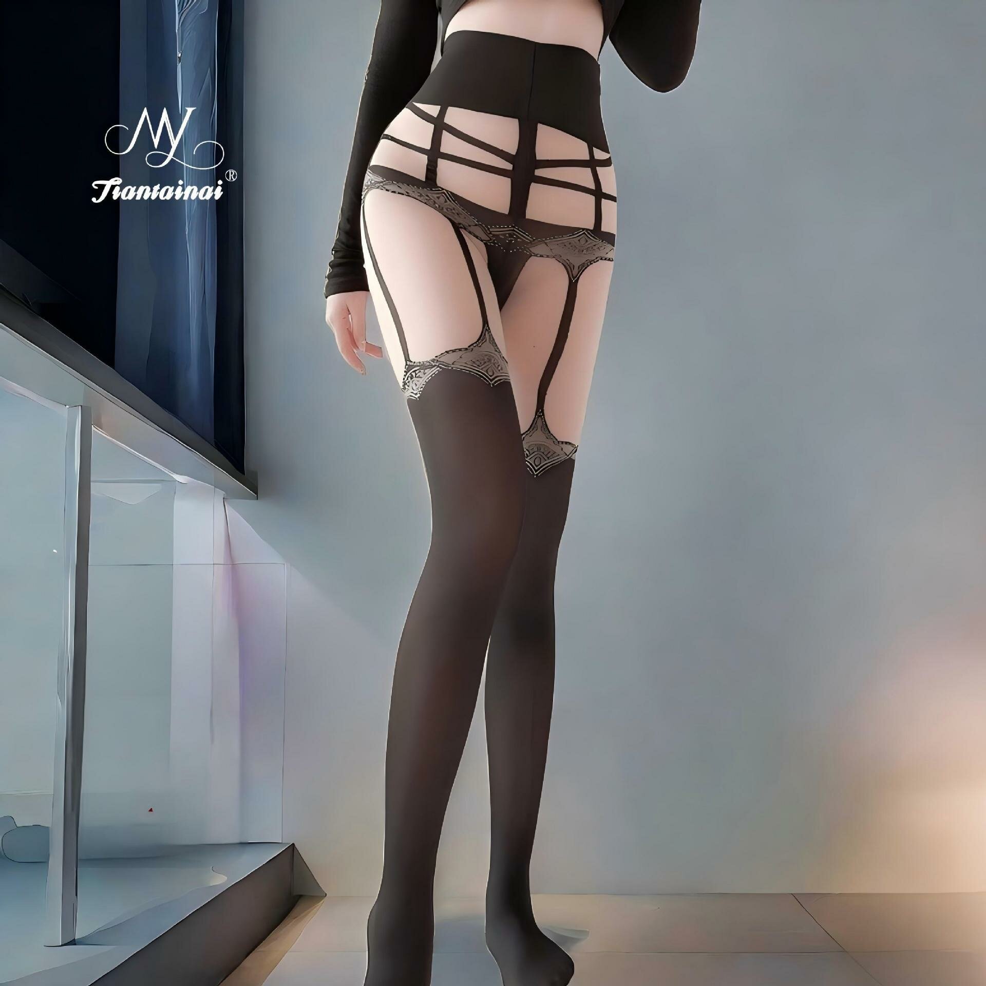 Сексуальные чулки с интегрированным поясом для чулок, черные сетчатые чулки, длинные, элегантные и соблазнительные, больших размеров, утягивающие, горячие сетчатые чулки.