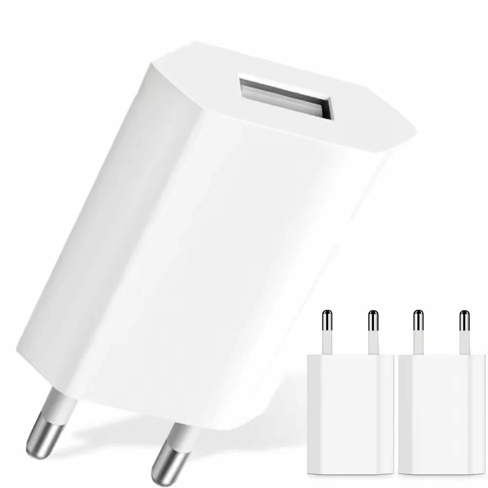 Сетевое USB-зарядное устройство 5 В/1 А, 1/2/3/4/5 шт, вилка европейского стандарта, адаптеры для зарядки смартфонов, универсальные для iPhone 16, Xiaomi 15, Huawei.