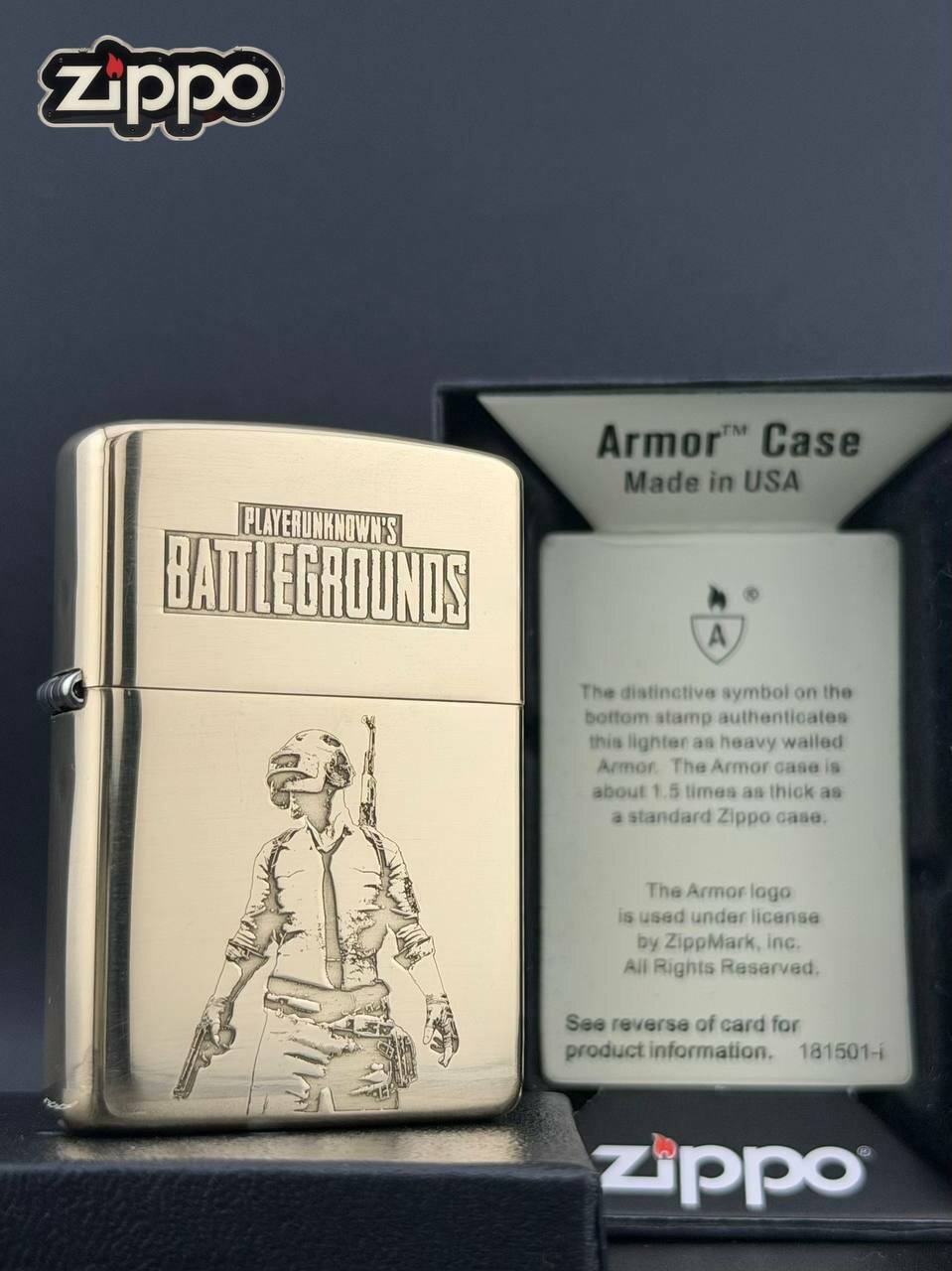 Бензиновая зажигалка "PlayerUnknown's Battlegrounds", Zippo, без бензина