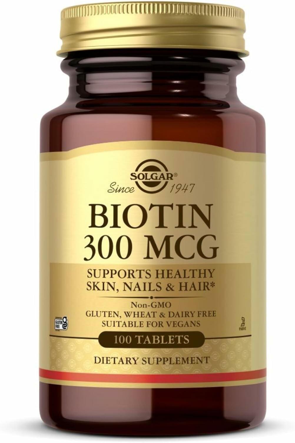 Solgar Biotin300 mcg, биотин, 100 капсул