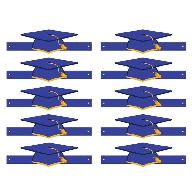 Бумажные выпускные короны с кисточками (10 шт.), Синий