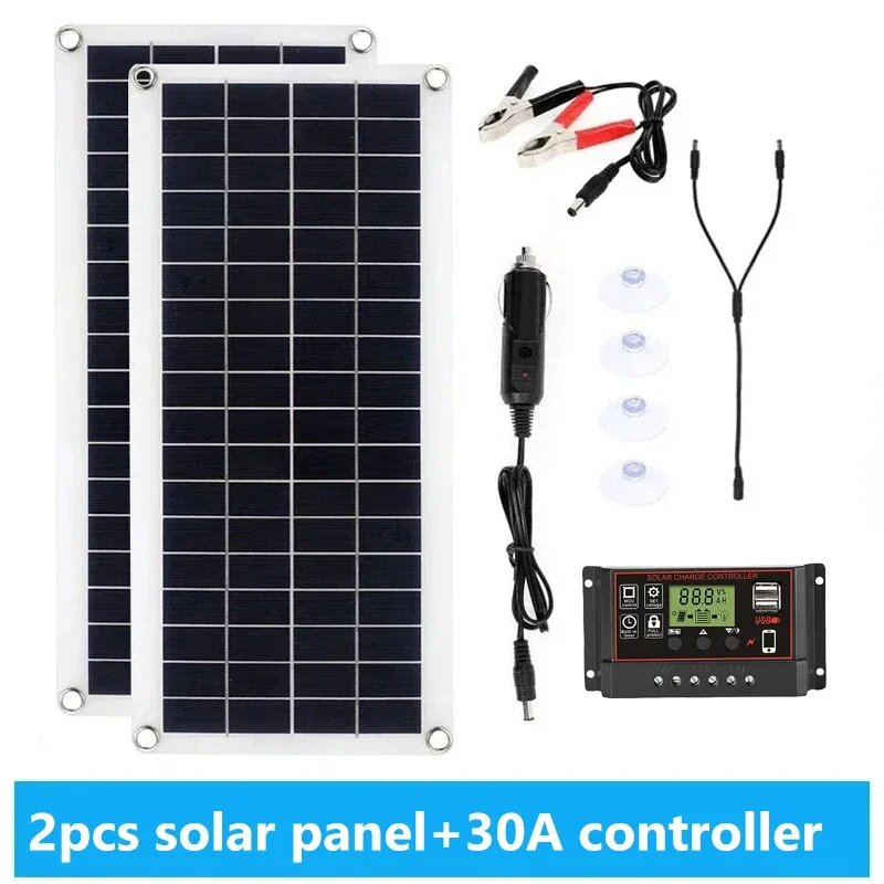 Складная гибкая солнечная панель 20-1000Вт 12В 2pcs with 30A