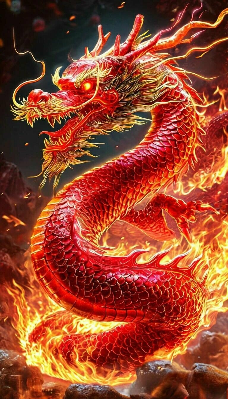 Алмазная живопись "Огненный Дракон", 5D, круглая, 40x50 см. Производитель: Brose Art.