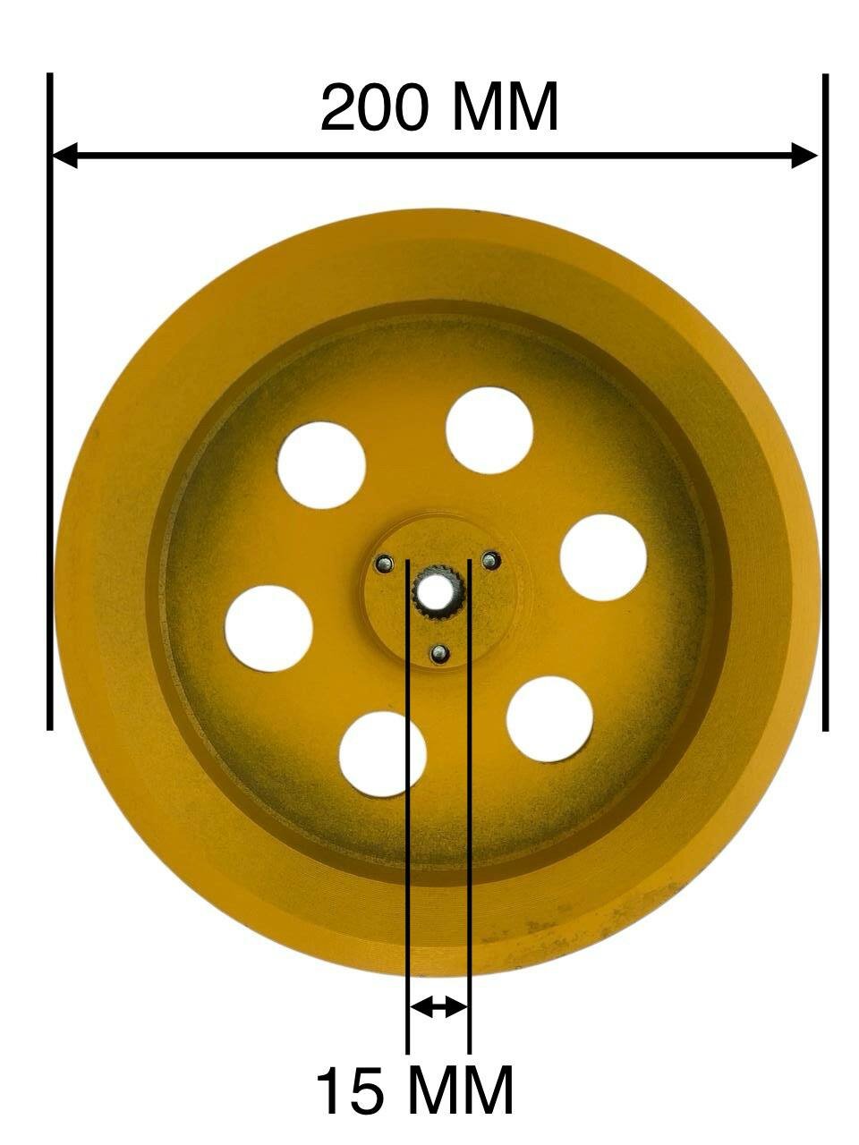 Шкив ведомый понижающий для мотоблока 2-х ручейковый,200 мм, чугун,19 шлицов, Профиль ремня - В