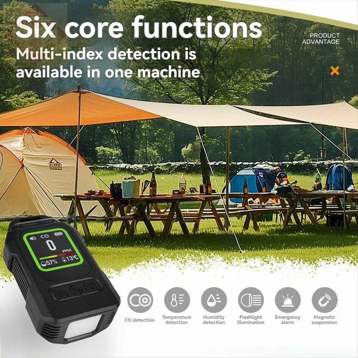 Датчик концентрации угарного газа (CO) с сигнализацией, портативный измеритель температуры и влажности для домашнего использования в помещен