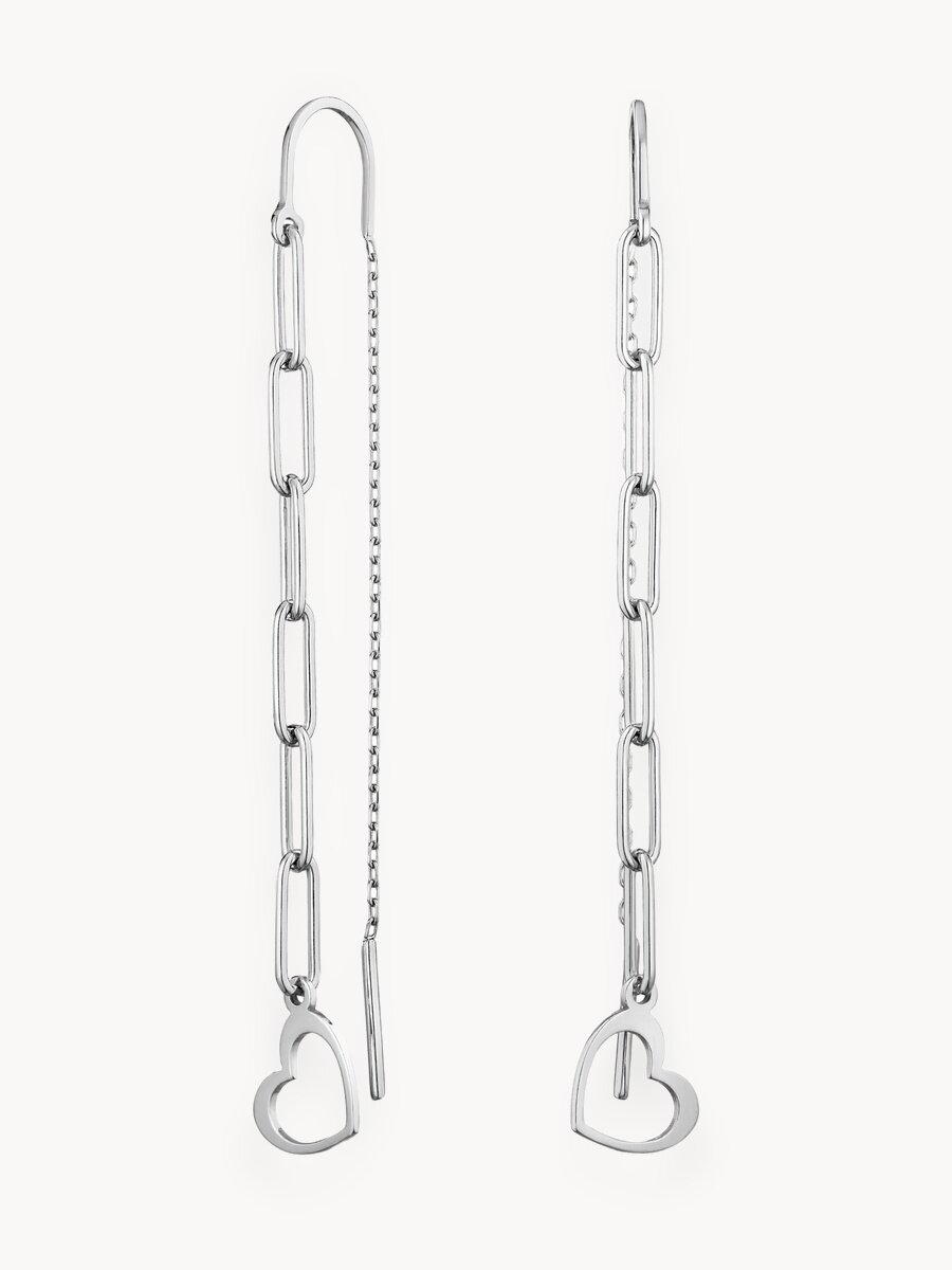 Серьги цепочки, серебро, 925 проба, родирование