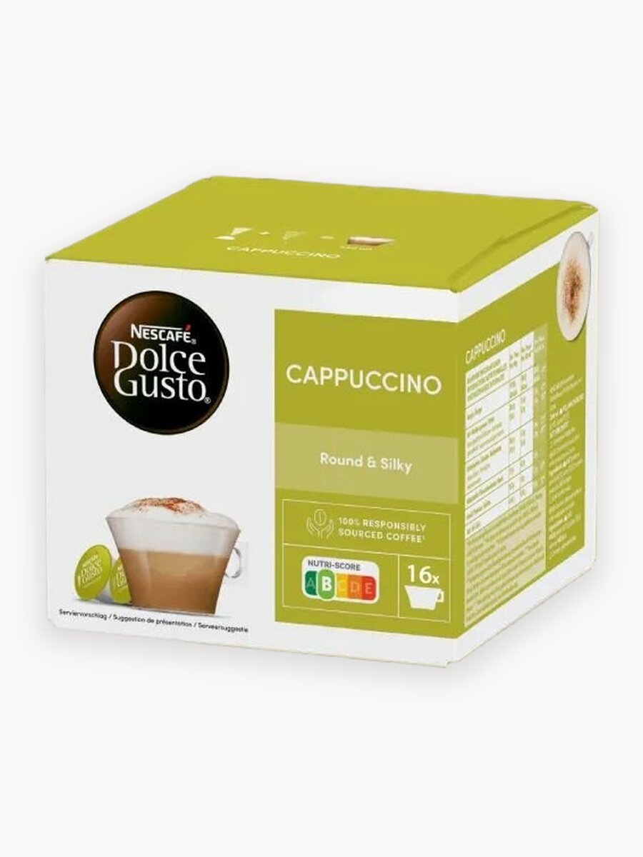 Капсулы Nescafe Dolce Gusto "Cappuccino", для кофемашины, 16 штук, средняя обжарка