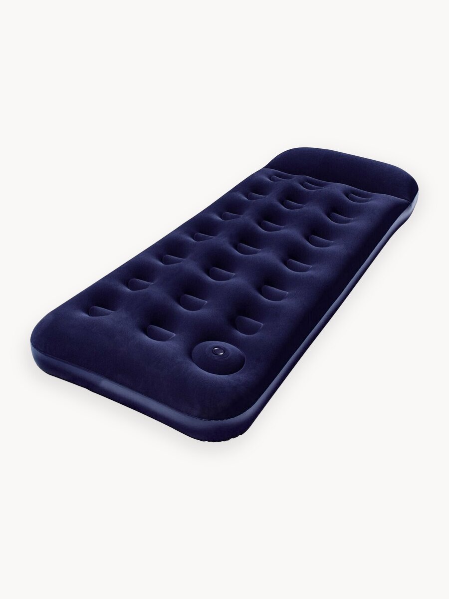 Надувной матрас для сна Bestway 67223, встроенный насос, флокированный, темно-синий, 185х76х28 см
