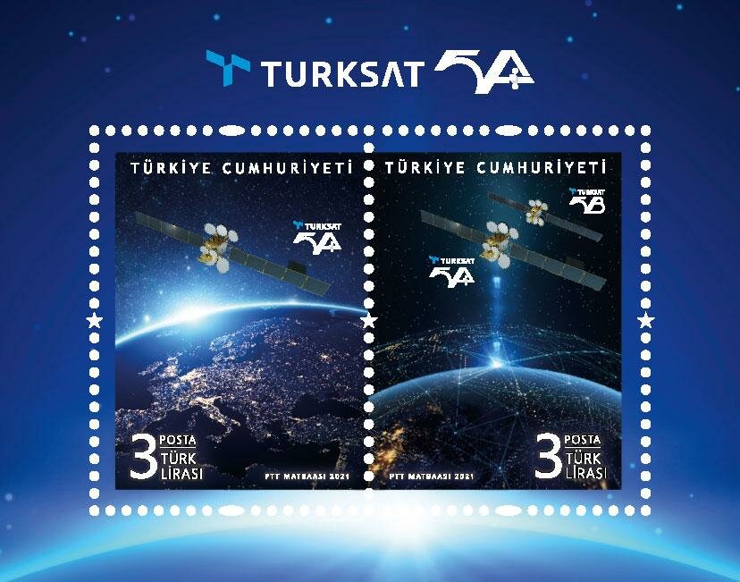 Почтовые марки Турция 2021г. "Тюрксат 5А" Спутники, Связь MNH