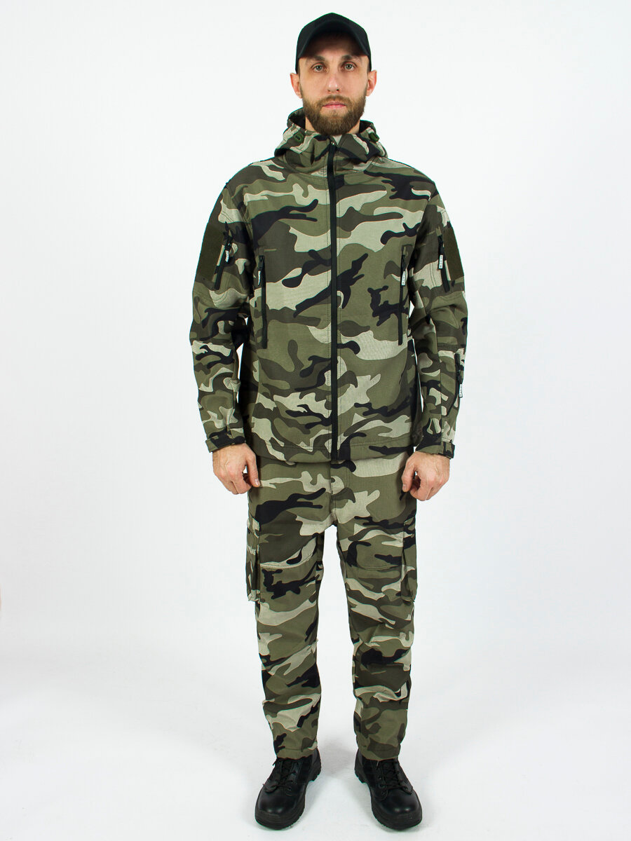 Костюм тактический демисезонный Duplex Rip-stop ткань Дуплекс/Рип-стоп на флисе цвет камуфляж Woodland Grey (размер: 56-58)