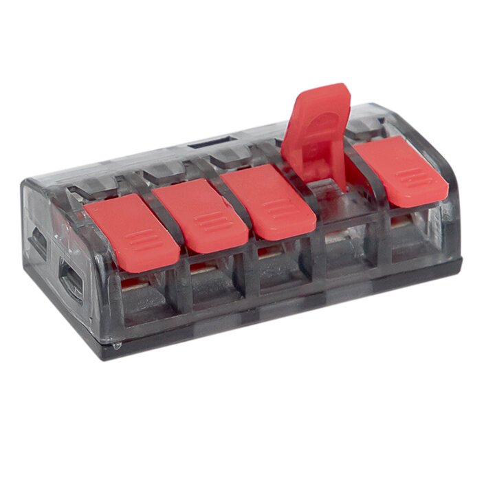 Клемма СМК 221-415 с рычагом 5 отверстий 0.2-4.0 мм2 блистер (20шт.) EKF PROxima