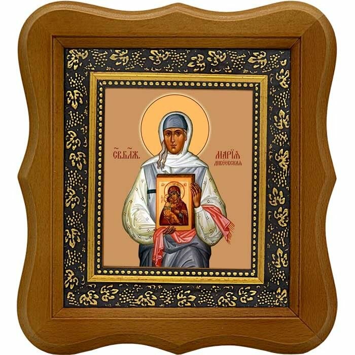 Мария Дивеевская Святая блаженная. Икона на холсте. (10 х 12 см / В фигурном киоте)
