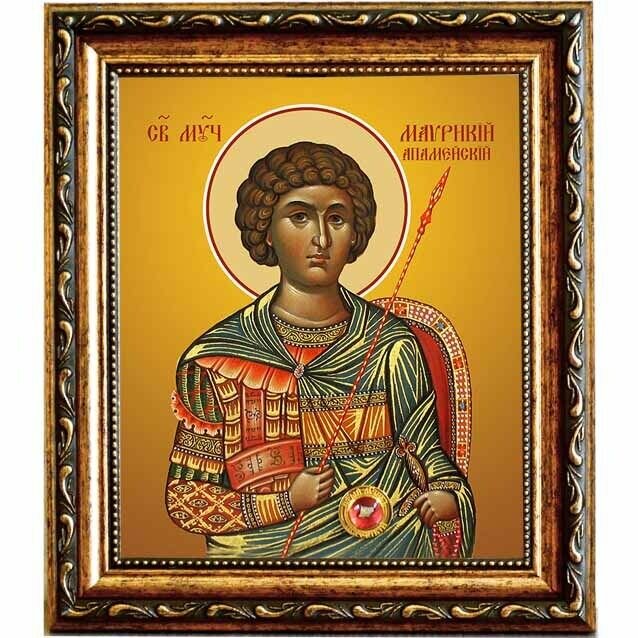 Маврикий Апамейский мученик. Икона на холсте. (15 х 18 см / В раме)