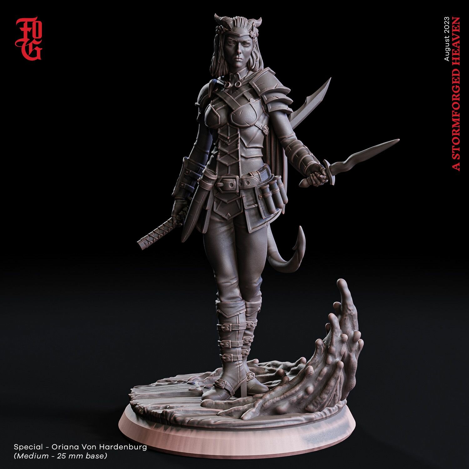 Миниатюра D&D "Ориана фон Харденбург (тифлинг убийца)" 32 мм (DnD, Dungeons & Dragons, ДнД, Подземелья и Драконы, Pathfinder)