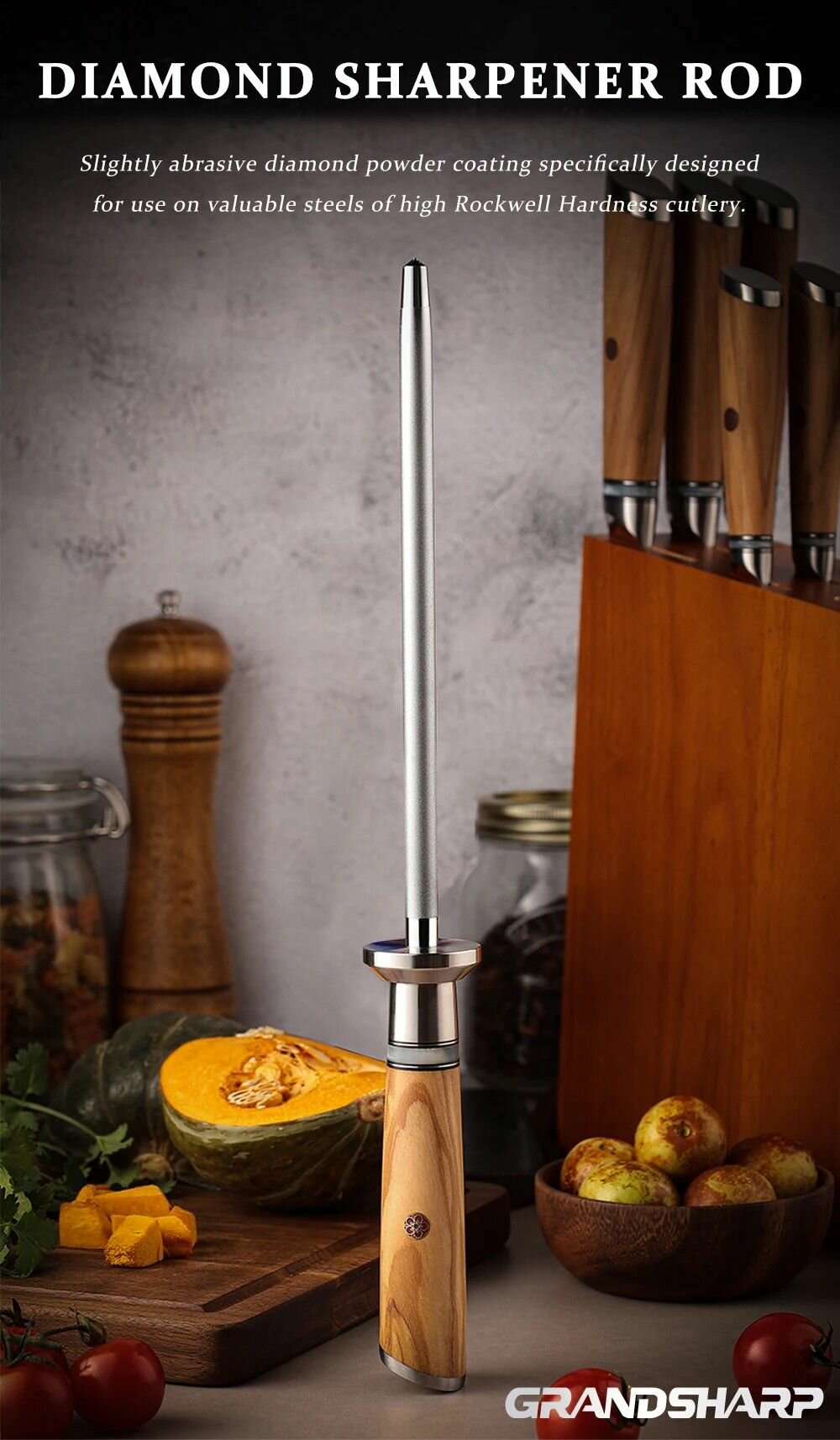 Мусат профессиональный GRANDSHARP/алмазный стержень