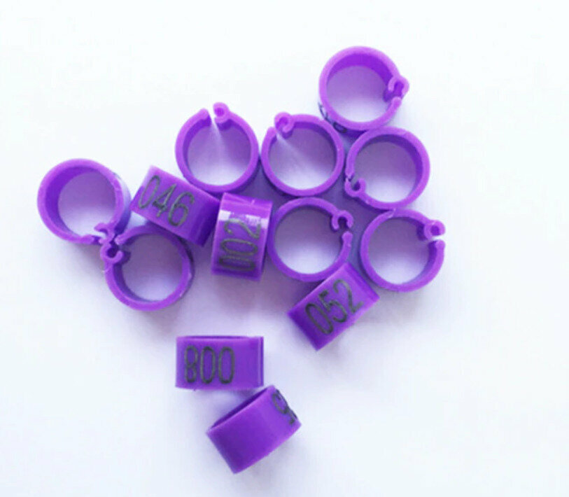 Бирки - кольца для птиц на лапы с номерами, 100 штук. (001 - 100)