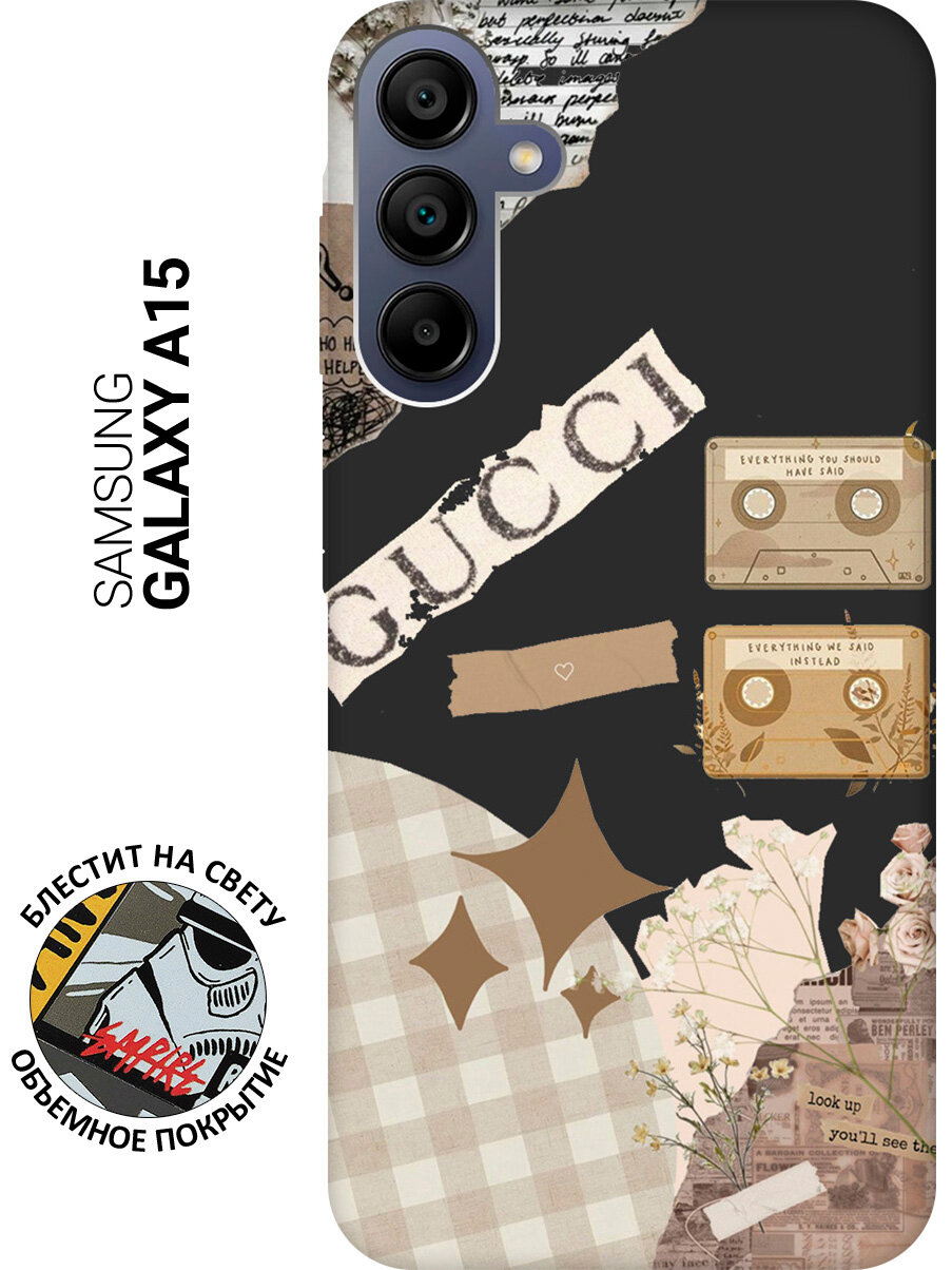 Силиконовый чехол на Samsung Galaxy A15 / Самсунг А15 с рисунком "GUCCI Stickers" Soft Touch черный