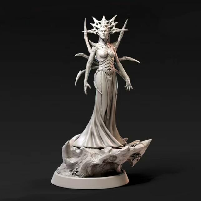 Королева Пауков Ллос (50мм) Драйдер, Дроу, Темный эльф миниатюра для DnD (ДнД) и других Настольных игр (НРИ, Варгеймов или РПГ), фентези тематика