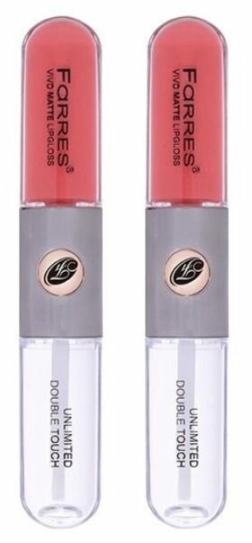 Farres cosmetics Блеск для губ + помада Vivid Matte, 2 в 1, №04 Коралловый, 10 мл, 2 шт