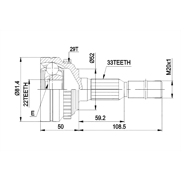 PATRON PCV1287A (0374002 / 090538427 / 374002) шрус наружн к-кт [с abs] opel: Astra (Астра) g 1.4 / 1.6 / 1.7td 98-