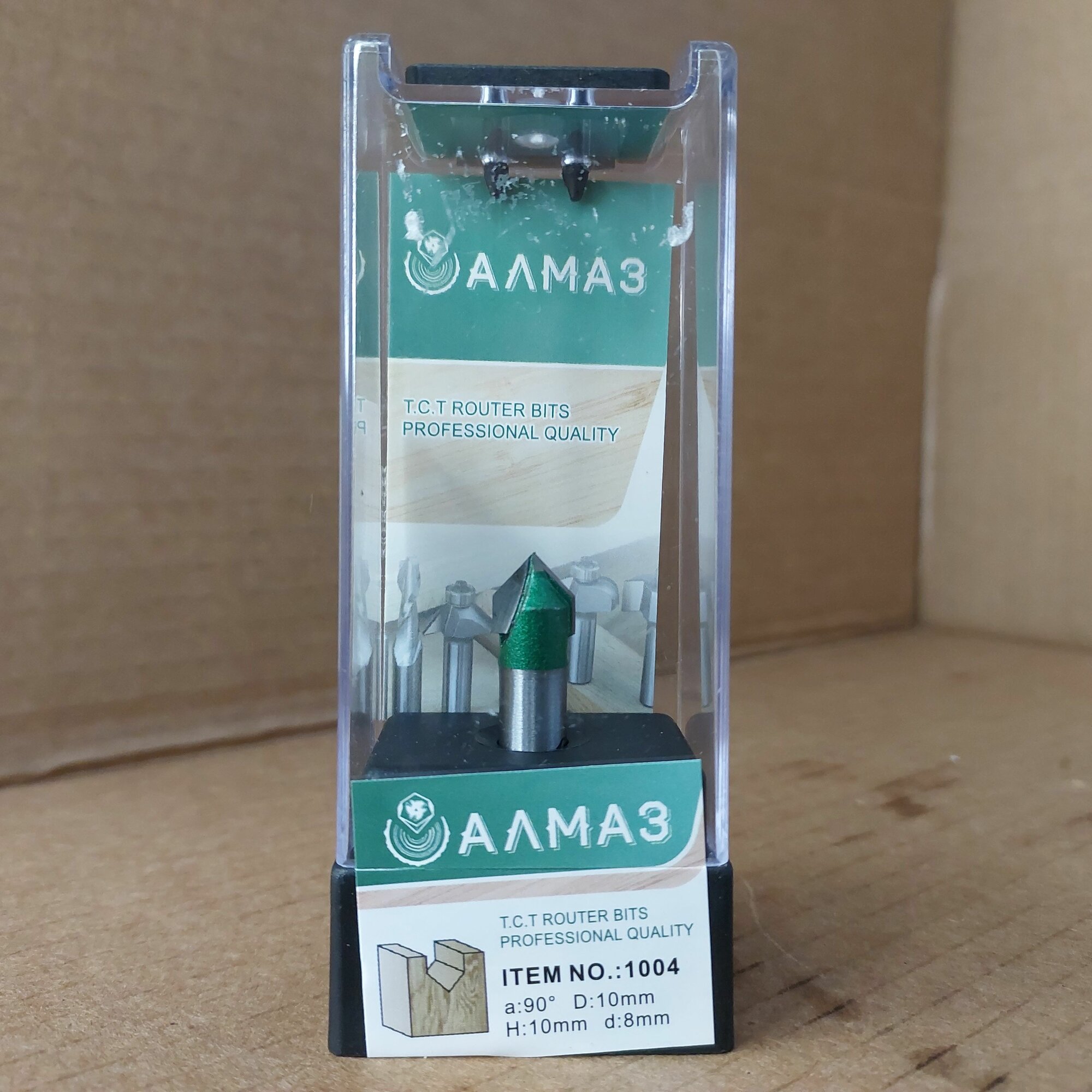 Фреза V образная 90 градусов Алмаз 1004 Пазовая V обр D:10mm I:10mm d:8mm