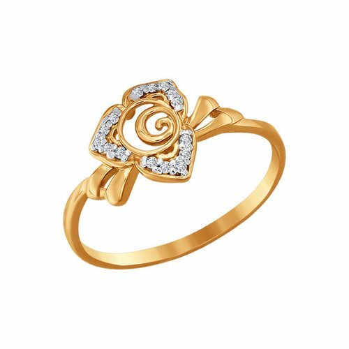 Кольцо, красное золото, 585 проба, фианит