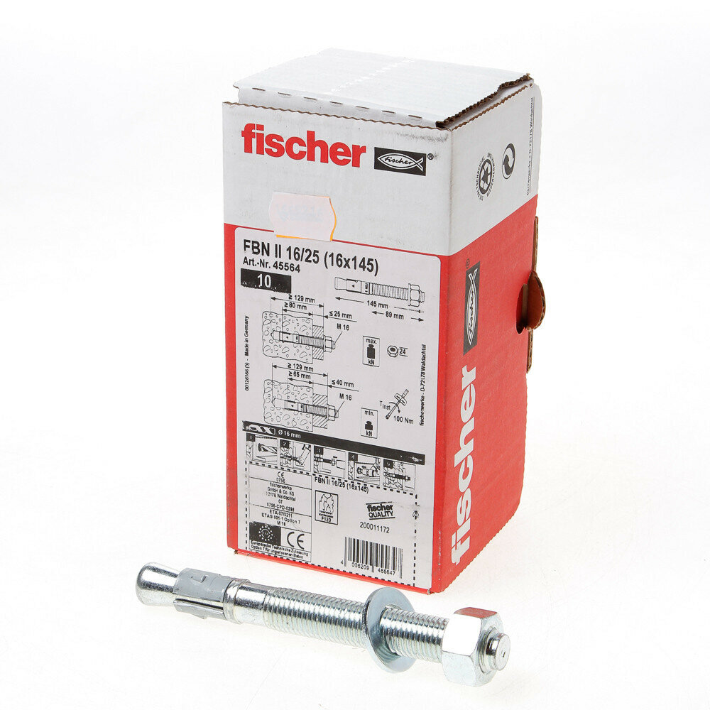 Клиновой анкер Fischer FBN II 16/25 16X145 10 шт 45564