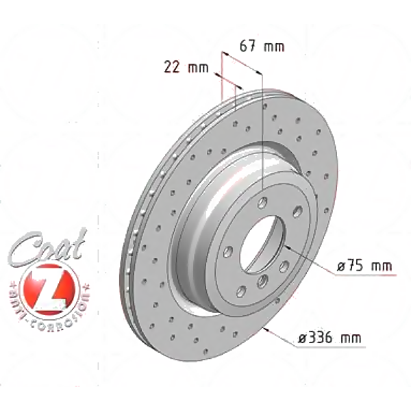 ZIMMERMANN 150.3430.52 (34216764655 / 34216855004) диск тормозной спортивный ( за 1 шт.) (Комплект 2 штуки)