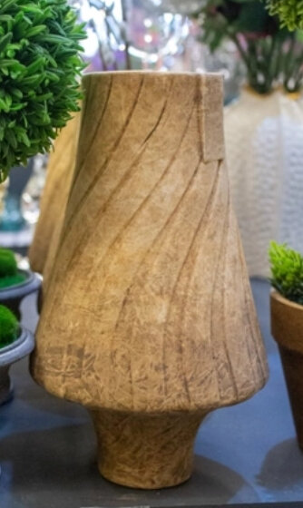 Ваза "Египет" , керамика, бежевый, рельефная D 17,5 см.* H 29см.