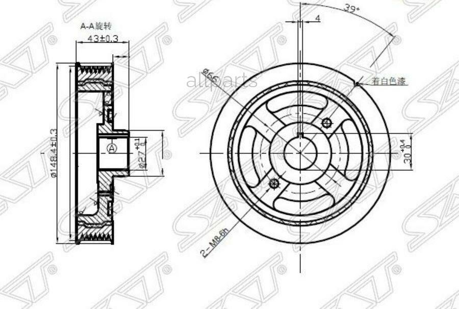 SAT ST-13470-28020 Шкив коленвала TOYOTA AVENSIS/CALDINA/CAMRY/GAIA/HARRIER/IPSUM/NOAH/PREMIO/RAV4/VISTA/WISH 1/2AZ 01-