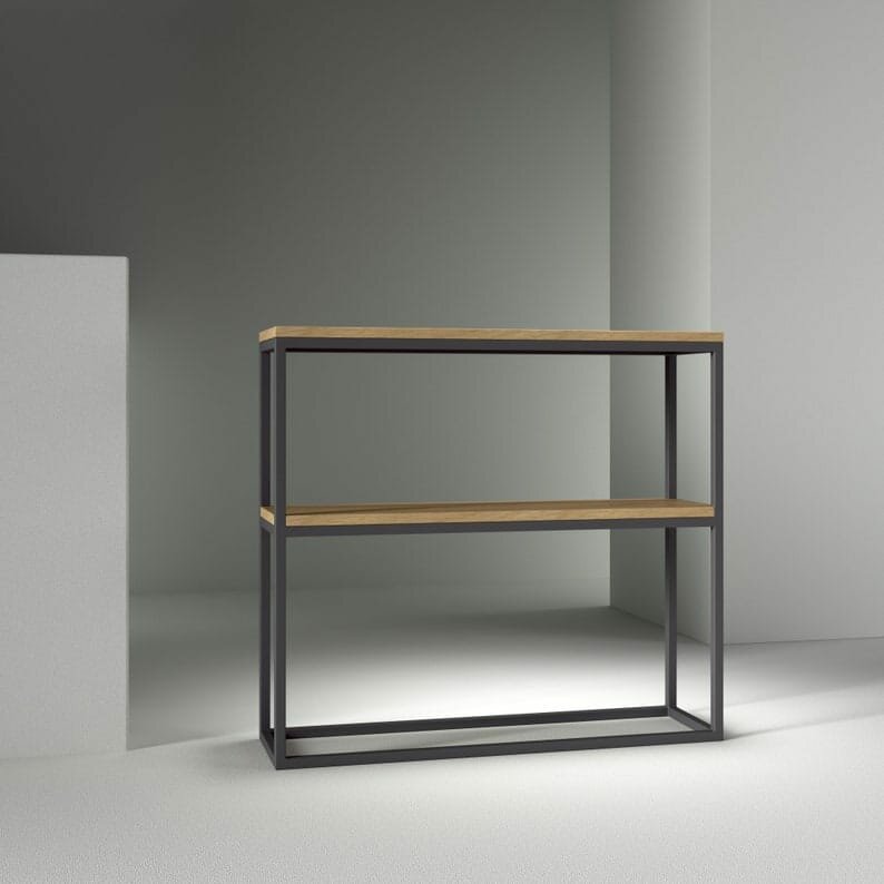 Консольный столик LOFT DESING, массив дерева, с полкой, универсальный, 25х90х82 см — фото 1
