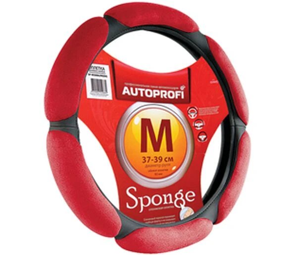 Оплётка руля Autoprofi SP-5026 BK/RD (M) спонжевый поролон Красный, черный M