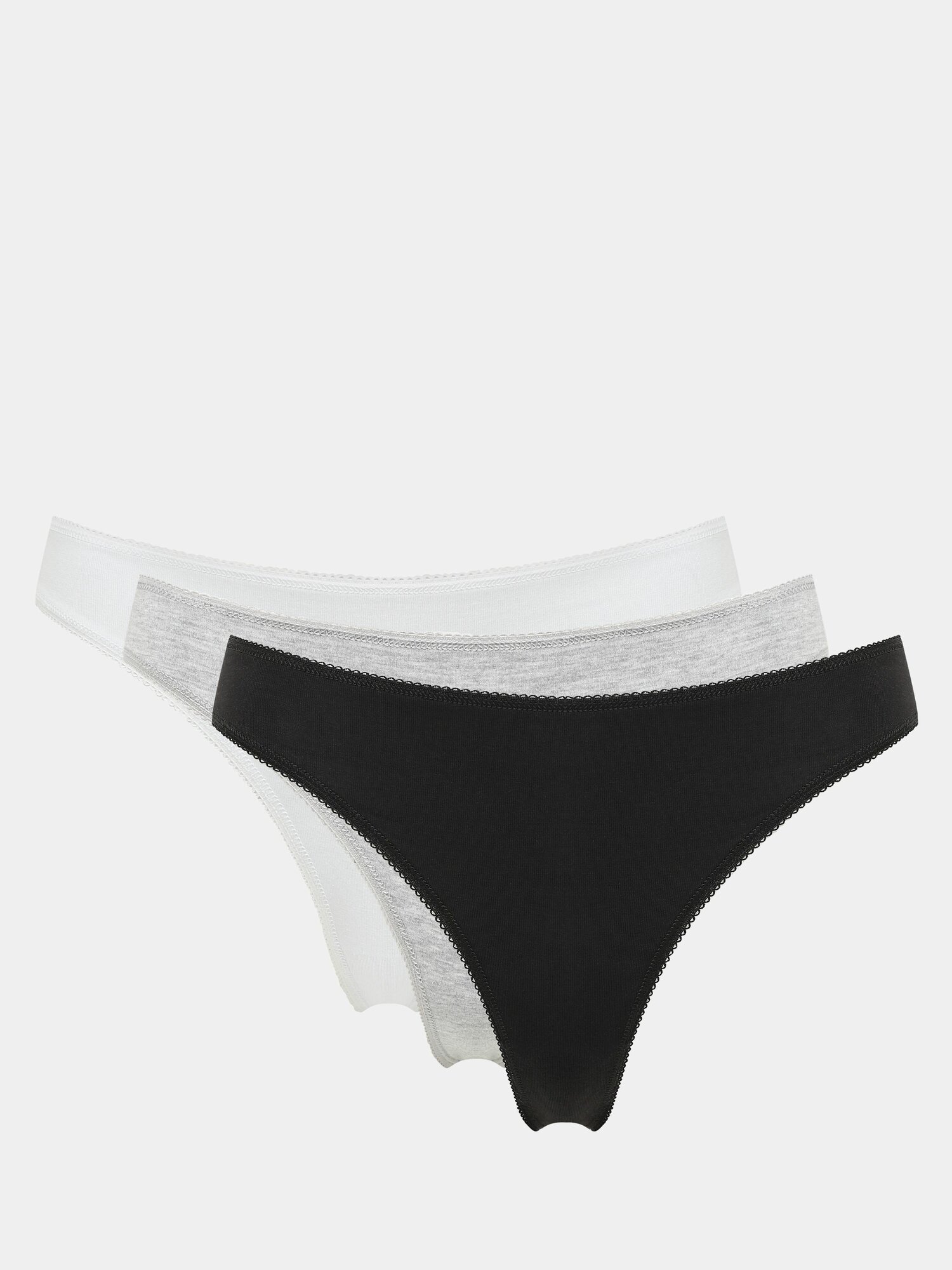 Трусы JUST CLOTHES, комплект из 3 шт., размер XS, черный/серый/белый — фото 1