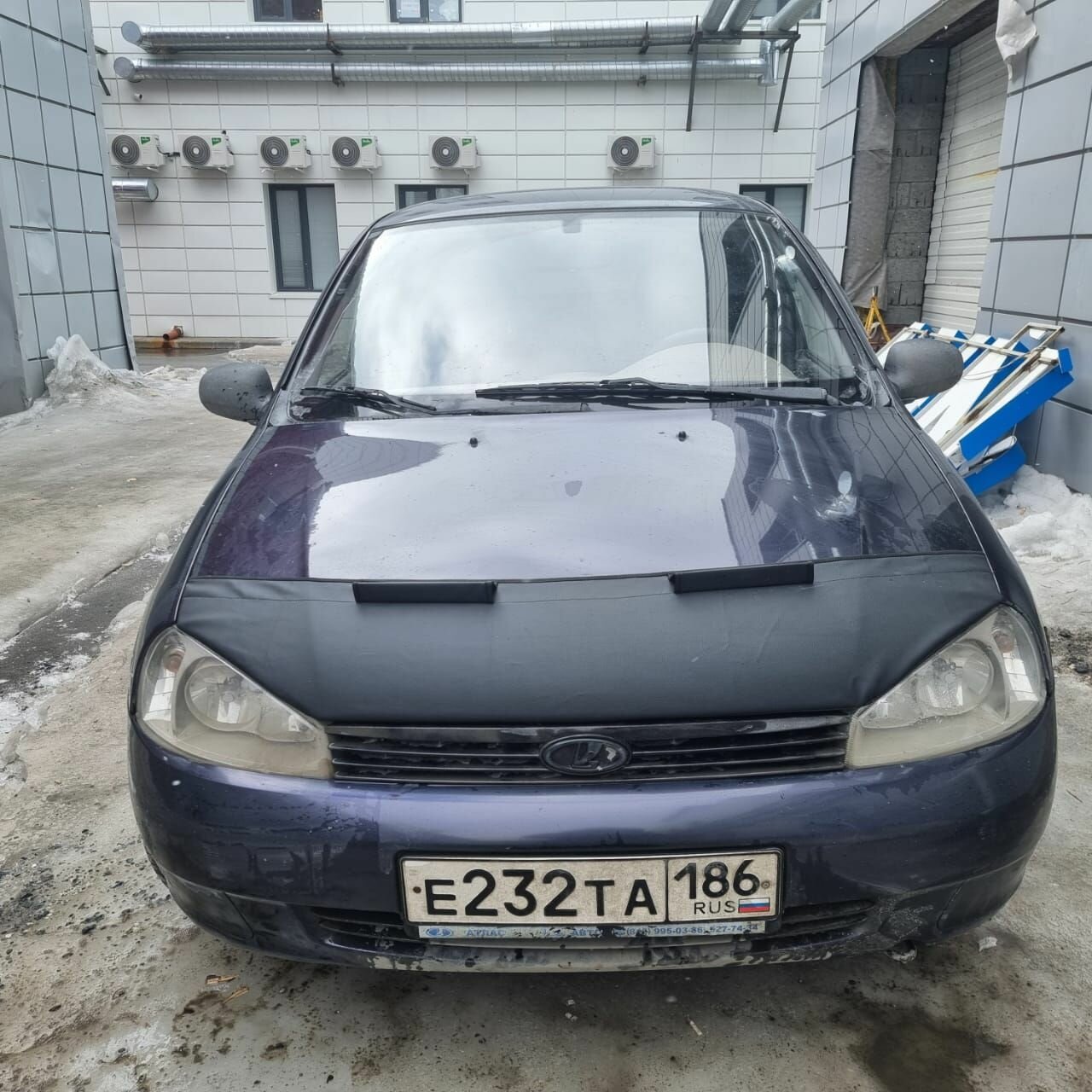 Дефлектор на капот кожаный для Lada (ВАЗ) Kalina 2004 -2013 I