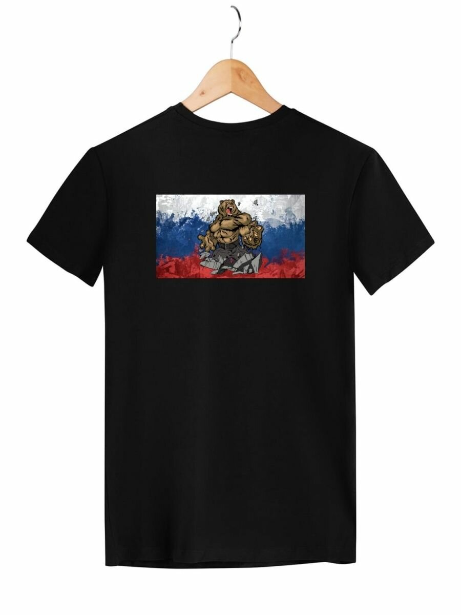 Футболка россия russia флаг медведь патриот