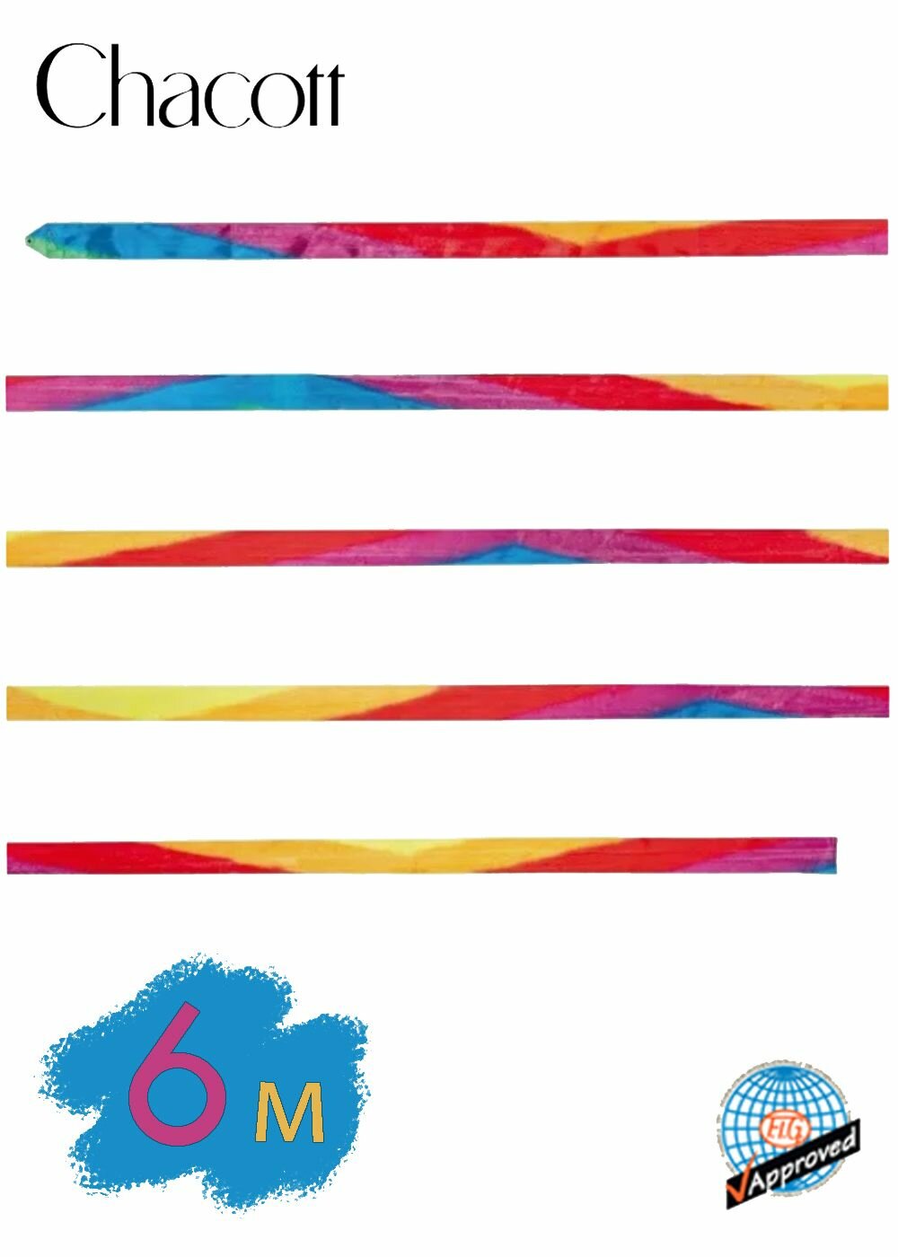 Лента CHACOTT Gradation цветная 6м. 251 (Голубой-Розовый-Красный-Оранжевый) FIG