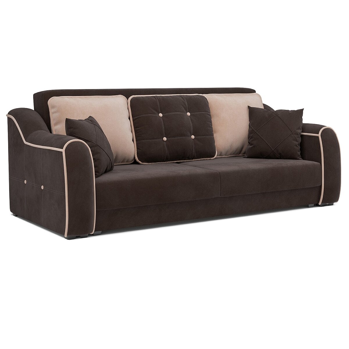 Диван Сток Диванов Фредерик, коричневый микровелюр, механизм книжка, с ящиком для хранения