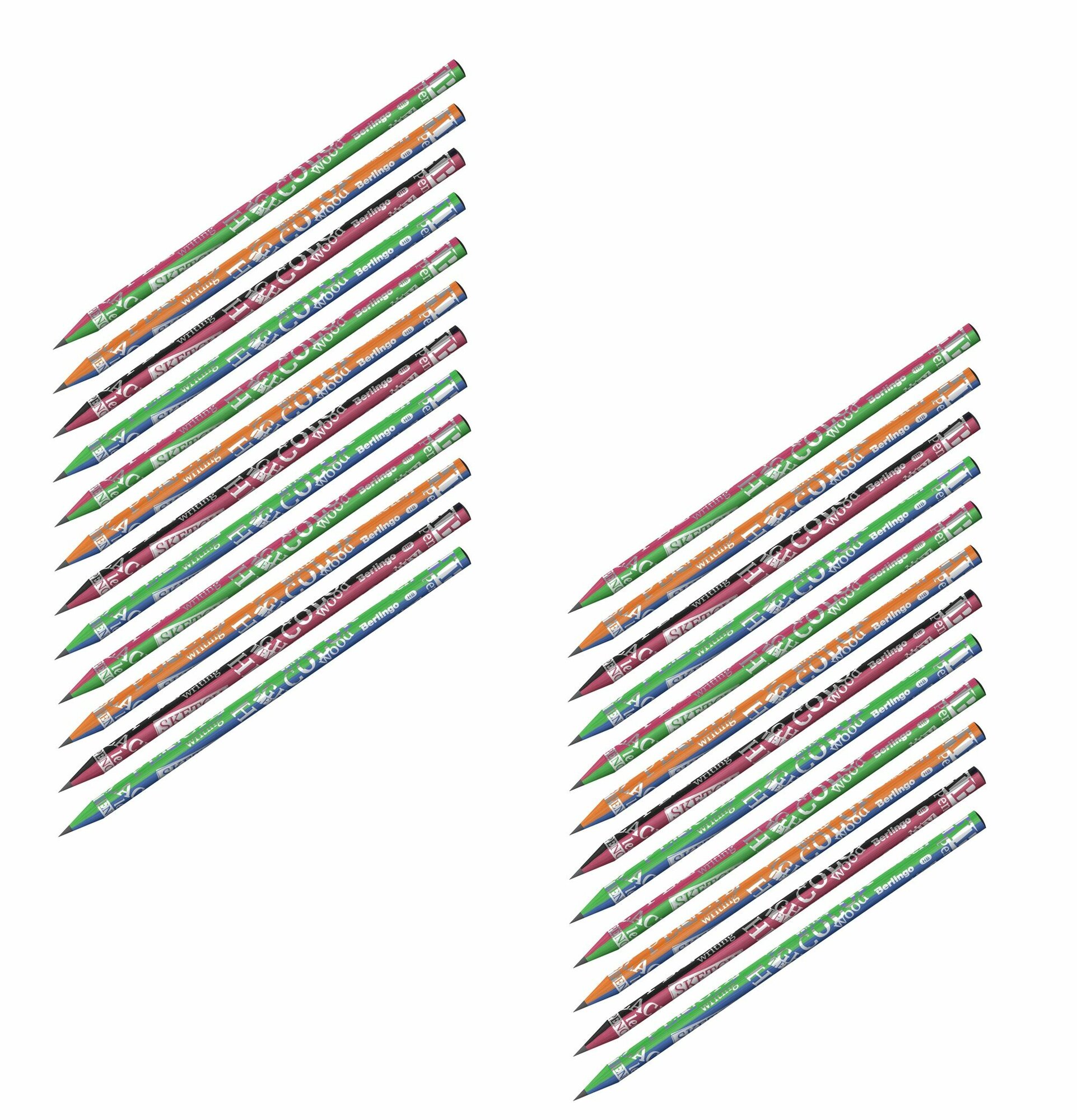 Набор из 24 шт. - Карандаш ч/г Berlingo "Contrast" HB, круглый, двухцветное дерево, заточен