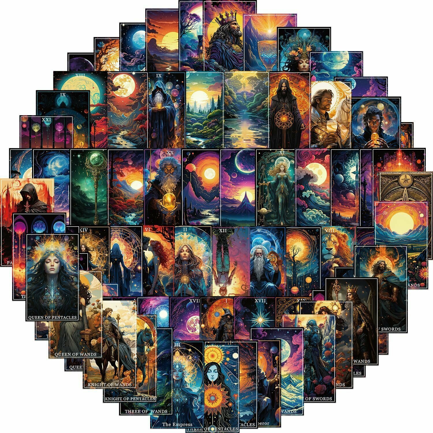 Наклейки для ежедневника и скрапбукинга "Карты Таро", 78шт.