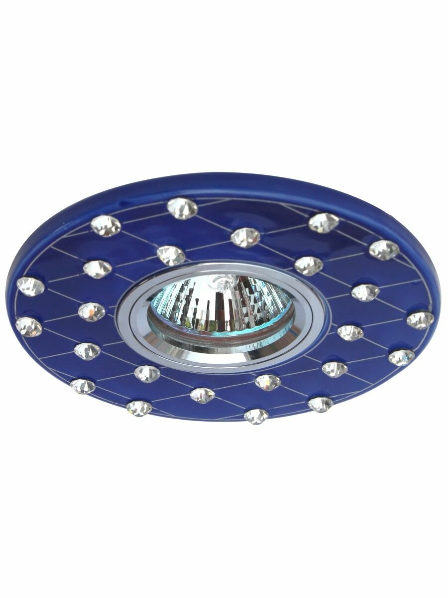 Светильник встраиваемый De Fran FT 200 CHB MR16 50Вт синий+стразы