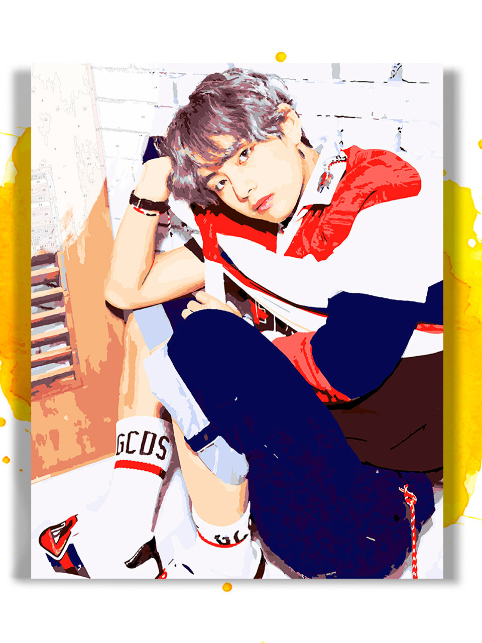 Картина по номерам на холсте BTS Ким Тэ Хён, 40 х 50 см